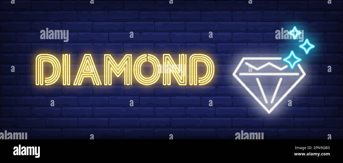 Diamond neon text with big diamond Stock Vector Image & Art - Alamy