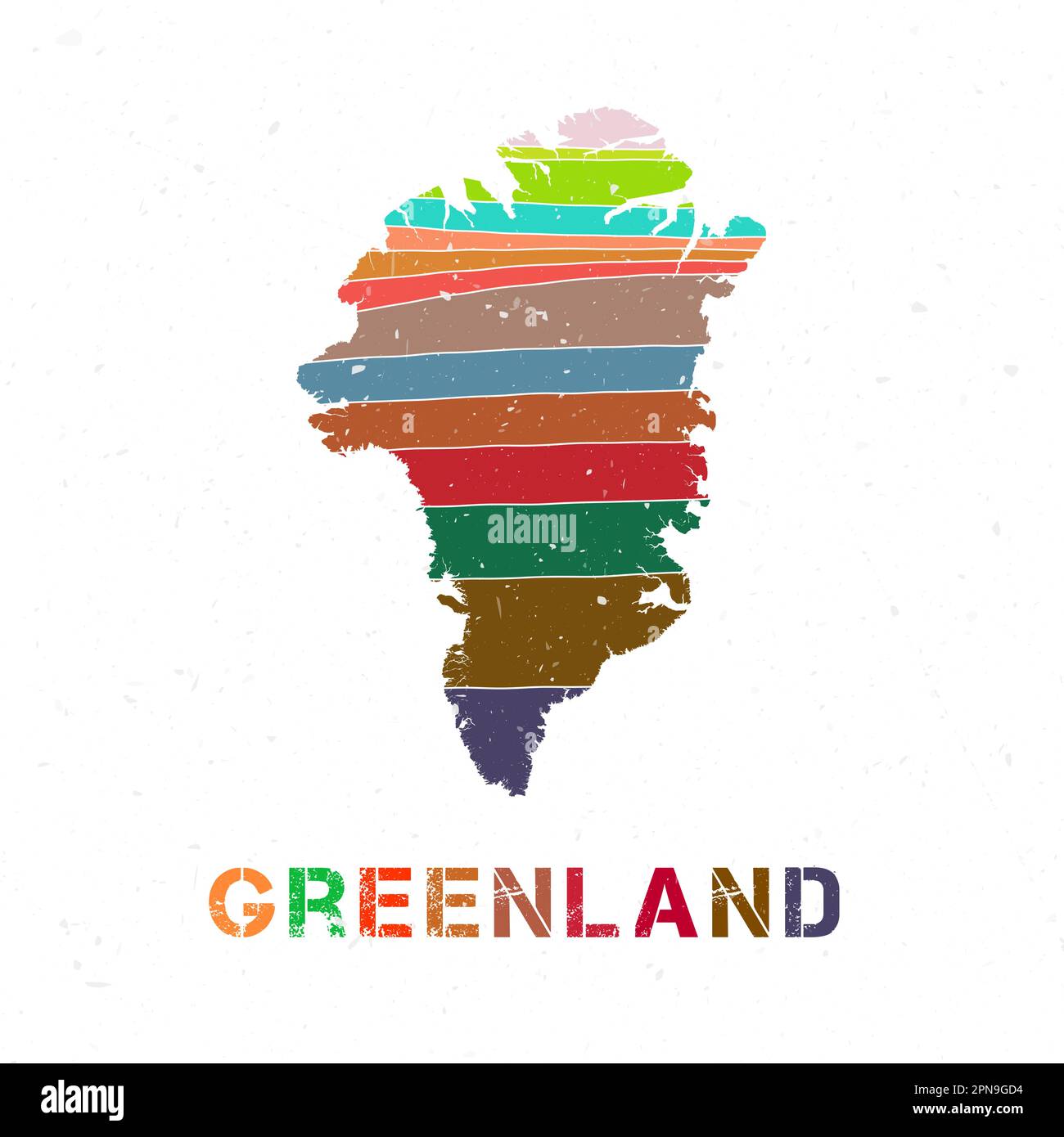 Greenland map design. Shape of the country with beautiful geometric waves and grunge texture ...