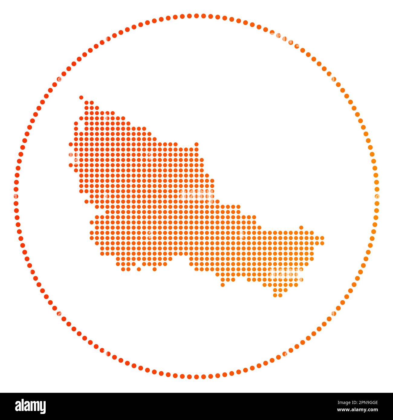 Belle Ile digital badge. Dotted style map of Belle Ile in circle. Tech ...