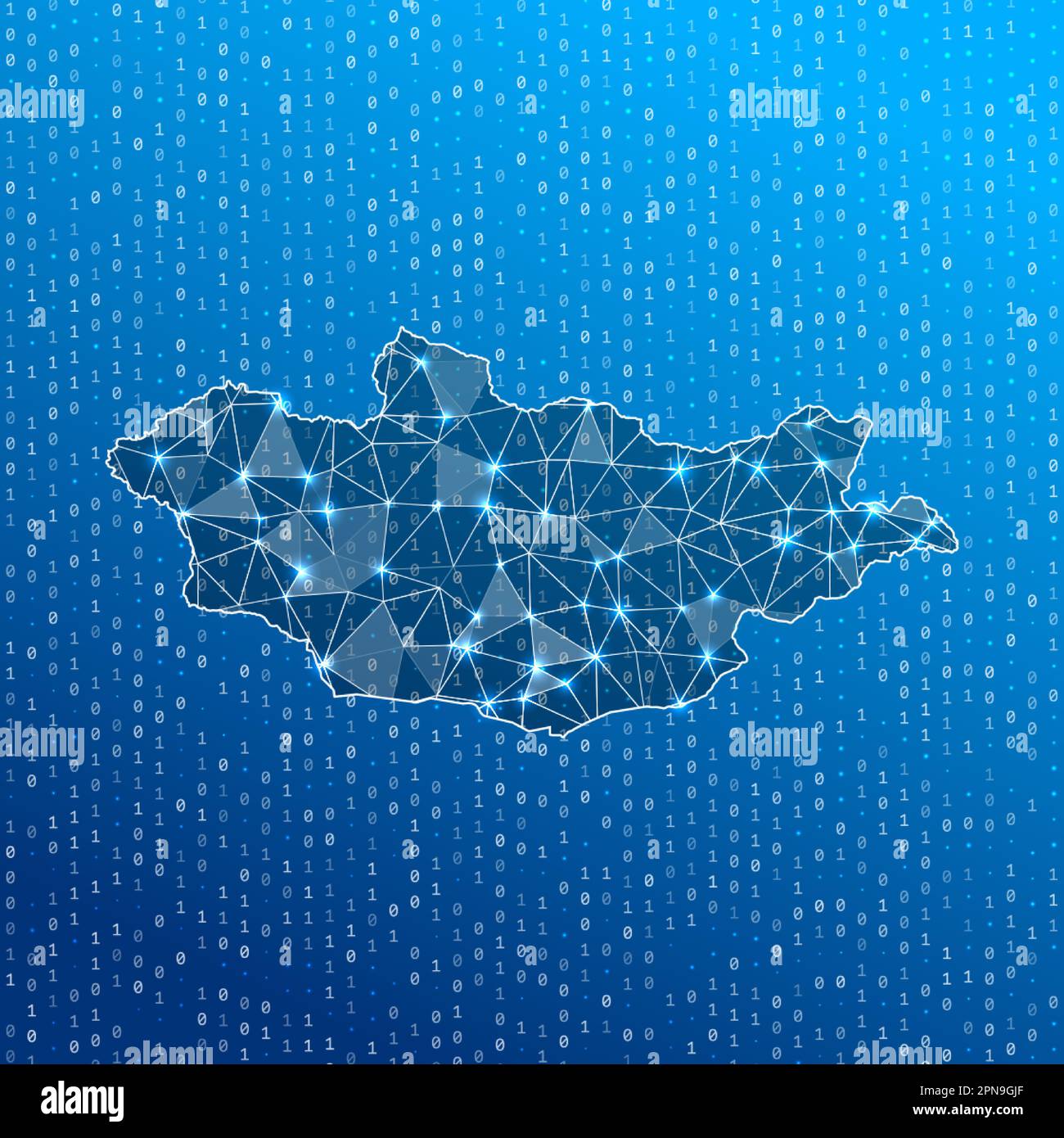 Network map of Mongolia. Country digital connections map. Technology, internet, network ...