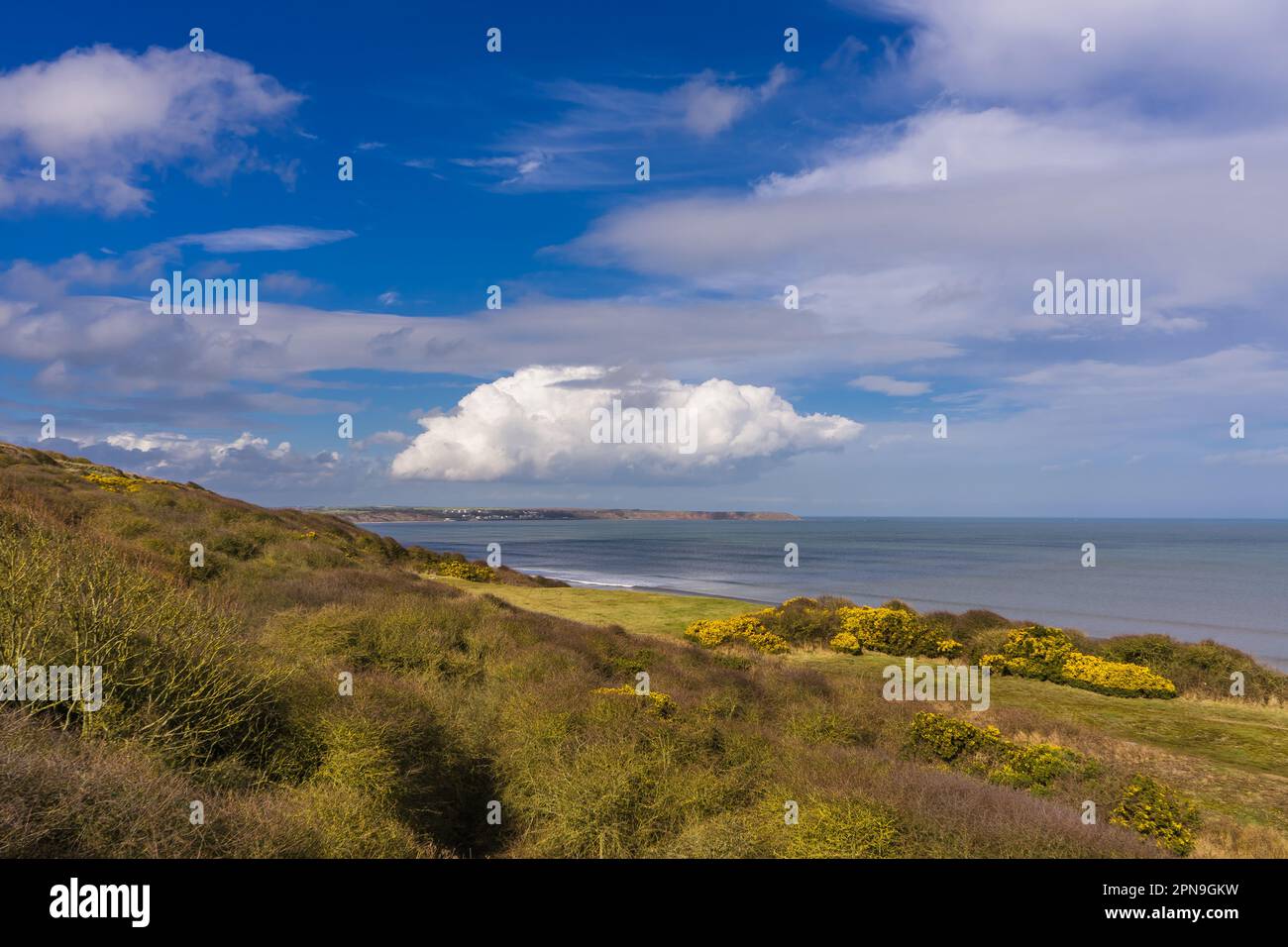 View from the clifftop at Reighton. In the distance Filey and Filey ...