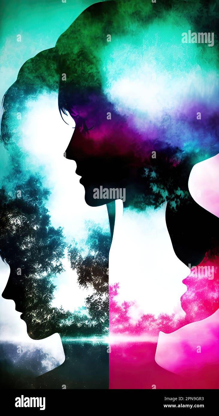 Human head with bipolar mental disorder Stock Photo - Alamy