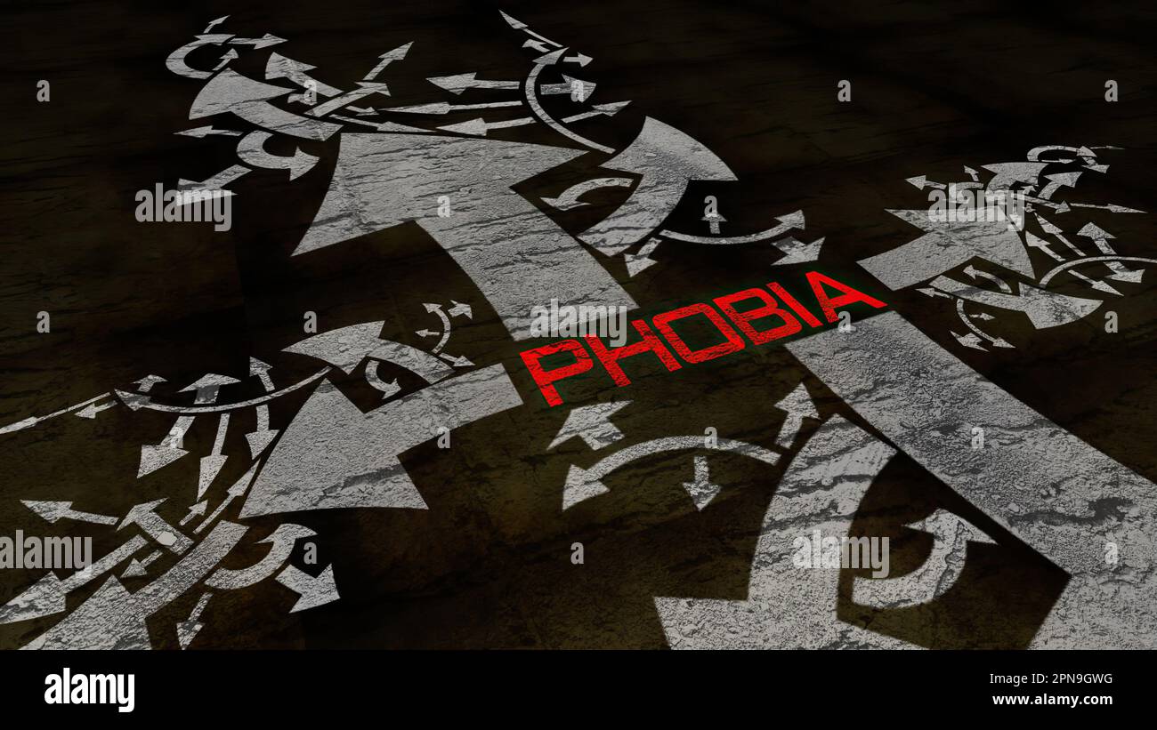 Phobia disorder text on a crossroad in different ways of arrows Stock ...