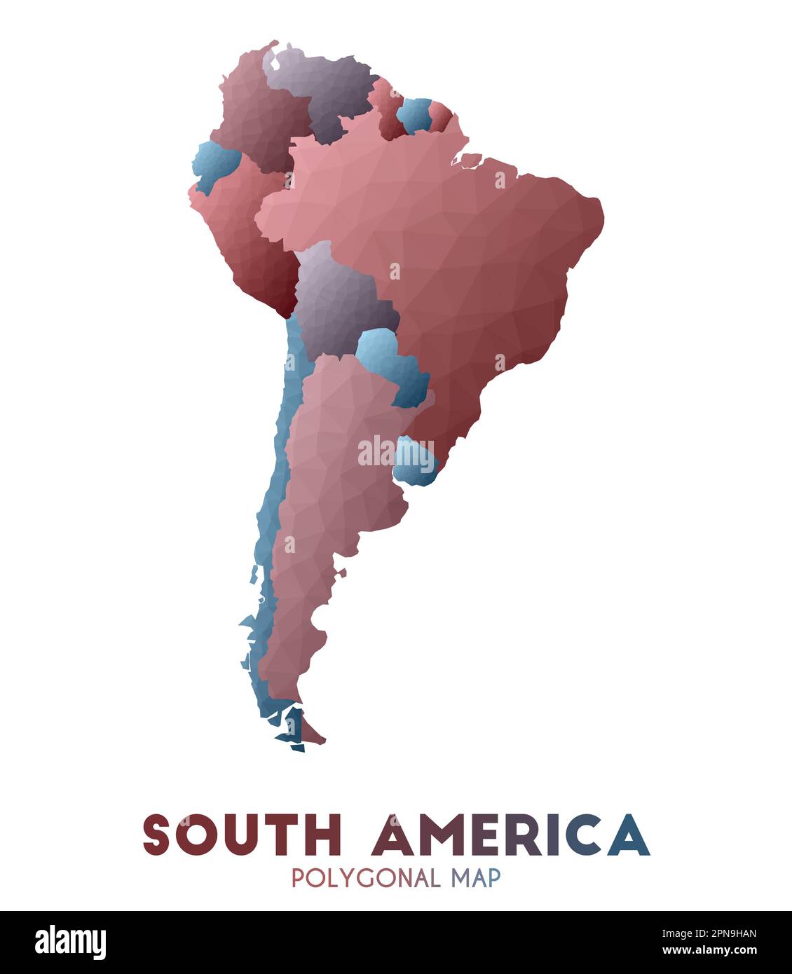 South America Map. Admirable low poly style continent map. Curious ...