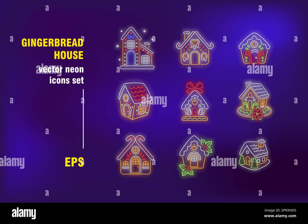 Gingerbread house neon signs set Stock Vector Image & Art - Alamy