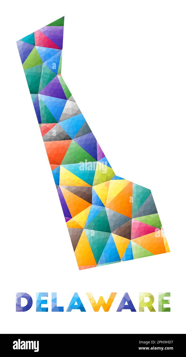 Delaware - colorful low poly US state shape. Multicolor geometric ...