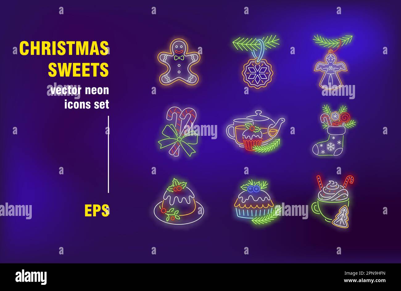 Christmas sweets neon signs set Stock Vector Image & Art - Alamy