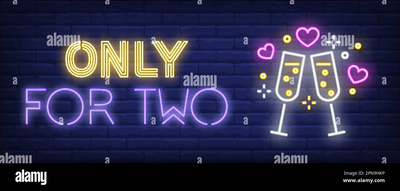 Only for two neon text with champagne goblets Stock Vector Image & Art ...