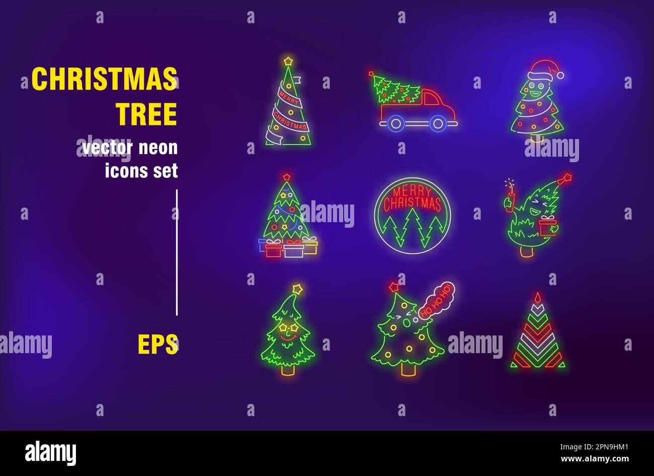 Christmas trees neon signs set Stock Vector Image & Art - Alamy