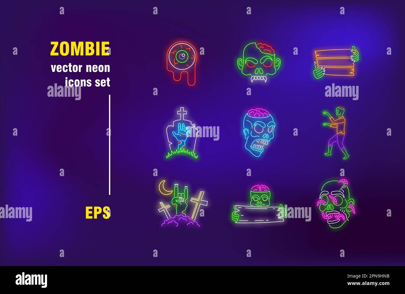 Zombie neon signs collection Stock Vector Image & Art - Alamy