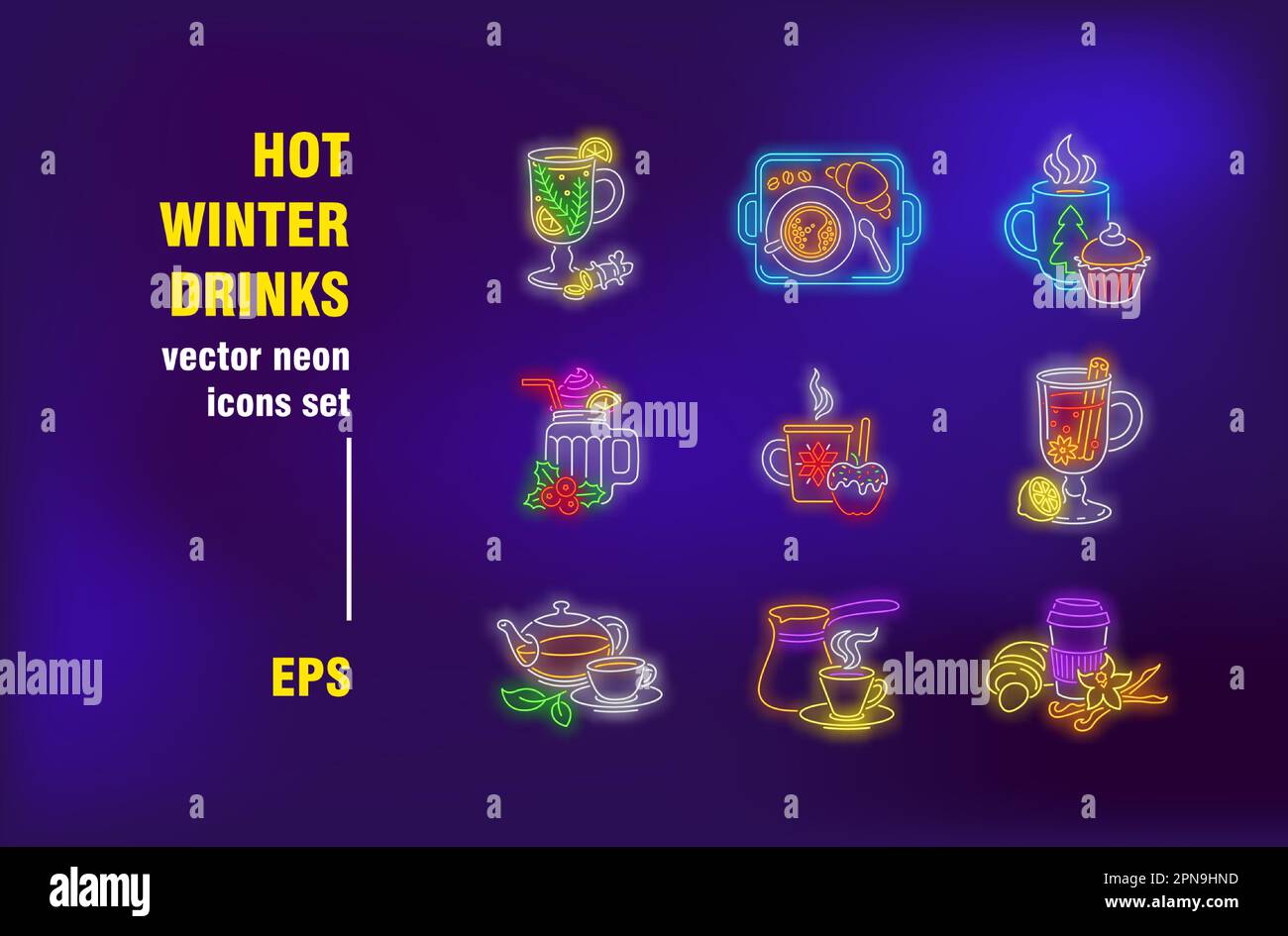 Hot winter drink neon signs set Stock Vector Image & Art - Alamy