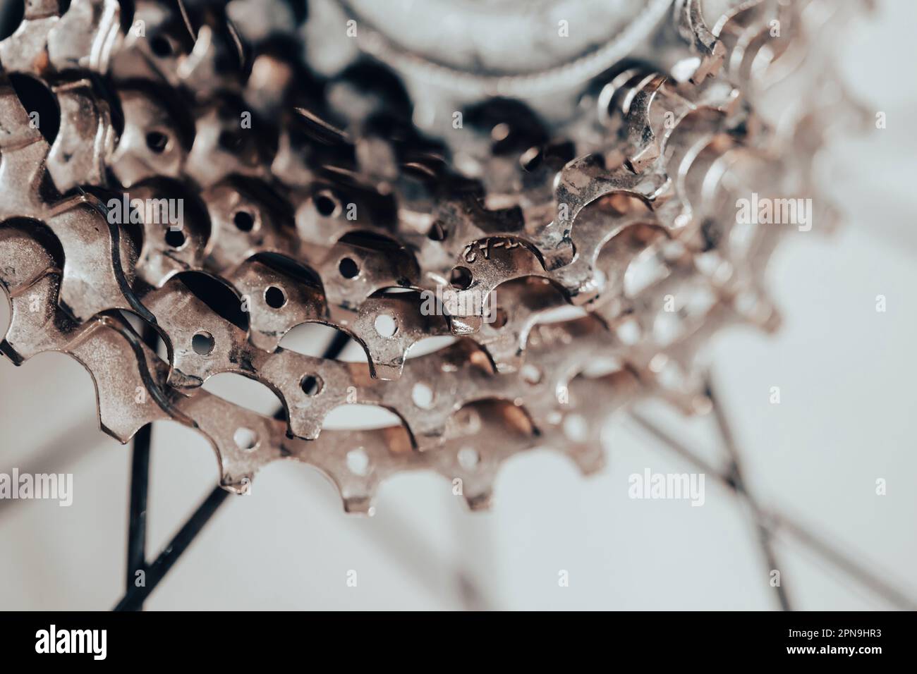 Tooth crown gear transmission on a real bicycle wheel Stock Photo - Alamy