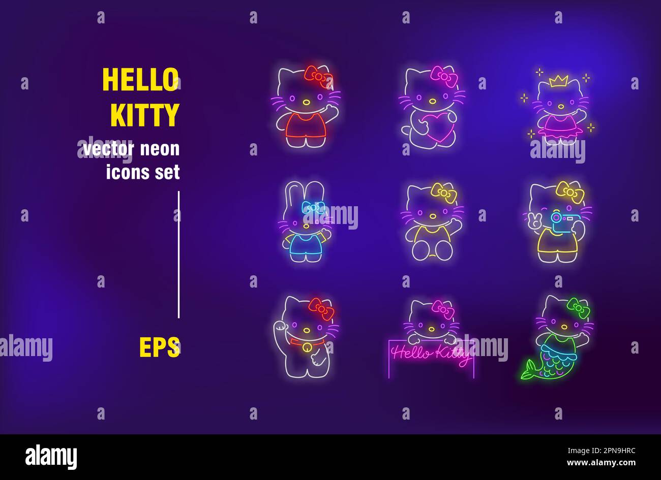 Hello kitty neon signs set Stock Vector Image & Art - Alamy