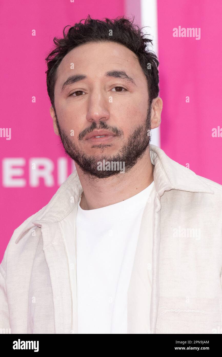 Cannes, France. 17th Apr, 2023. Sofian Khammes poses on the pink carpet ...