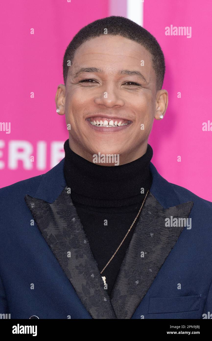 Cannes, France. 17th Apr, 2023. Cantona James poses on the pink carpet during the 6th ...