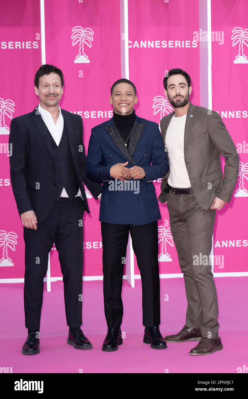 Cannes, France. 17th Apr, 2023. Jaco Bouwer, Cantona James and Benjamin ...