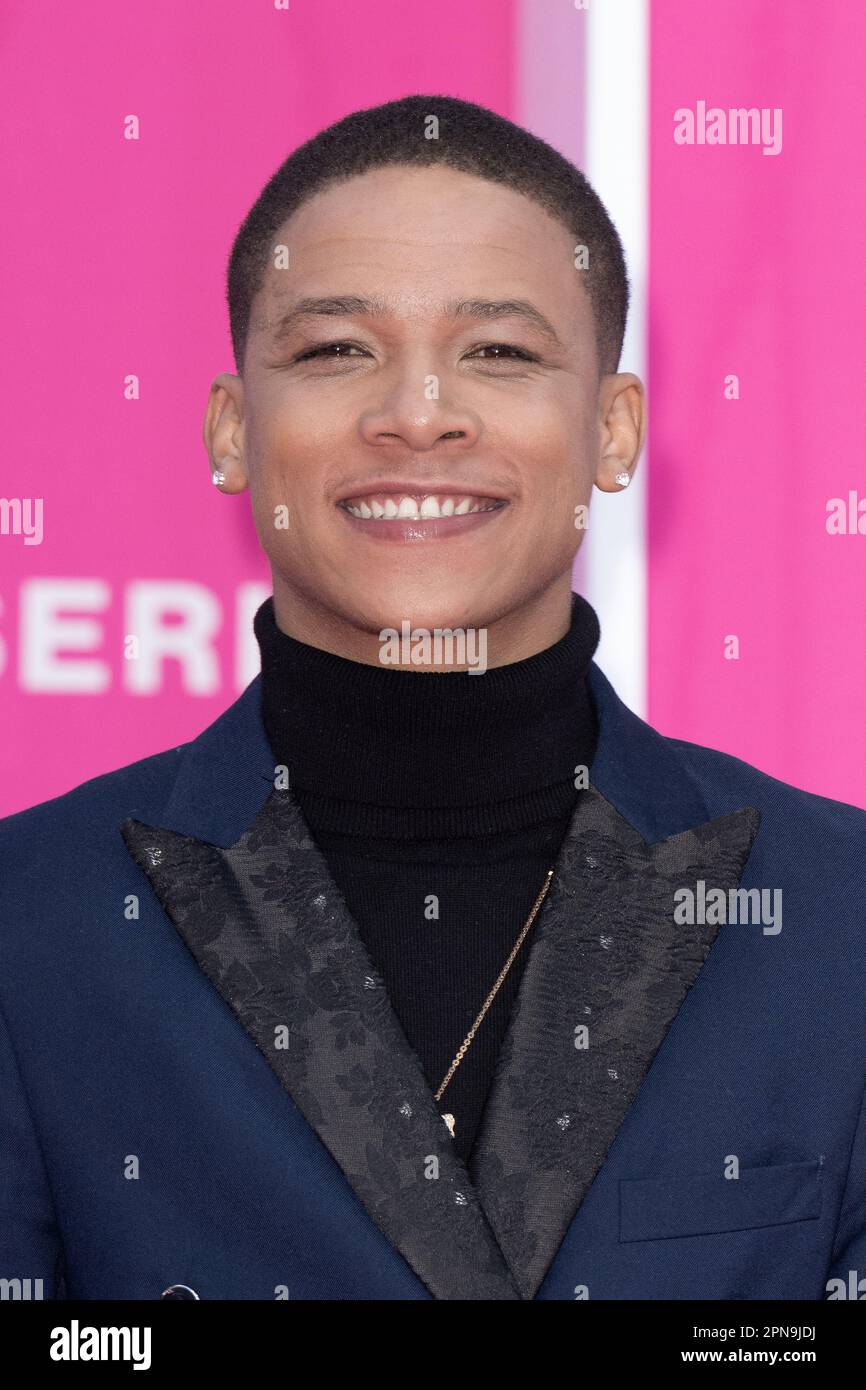 Cannes, France. 17th Apr, 2023. Cantona James poses on the pink carpet during the 6th ...