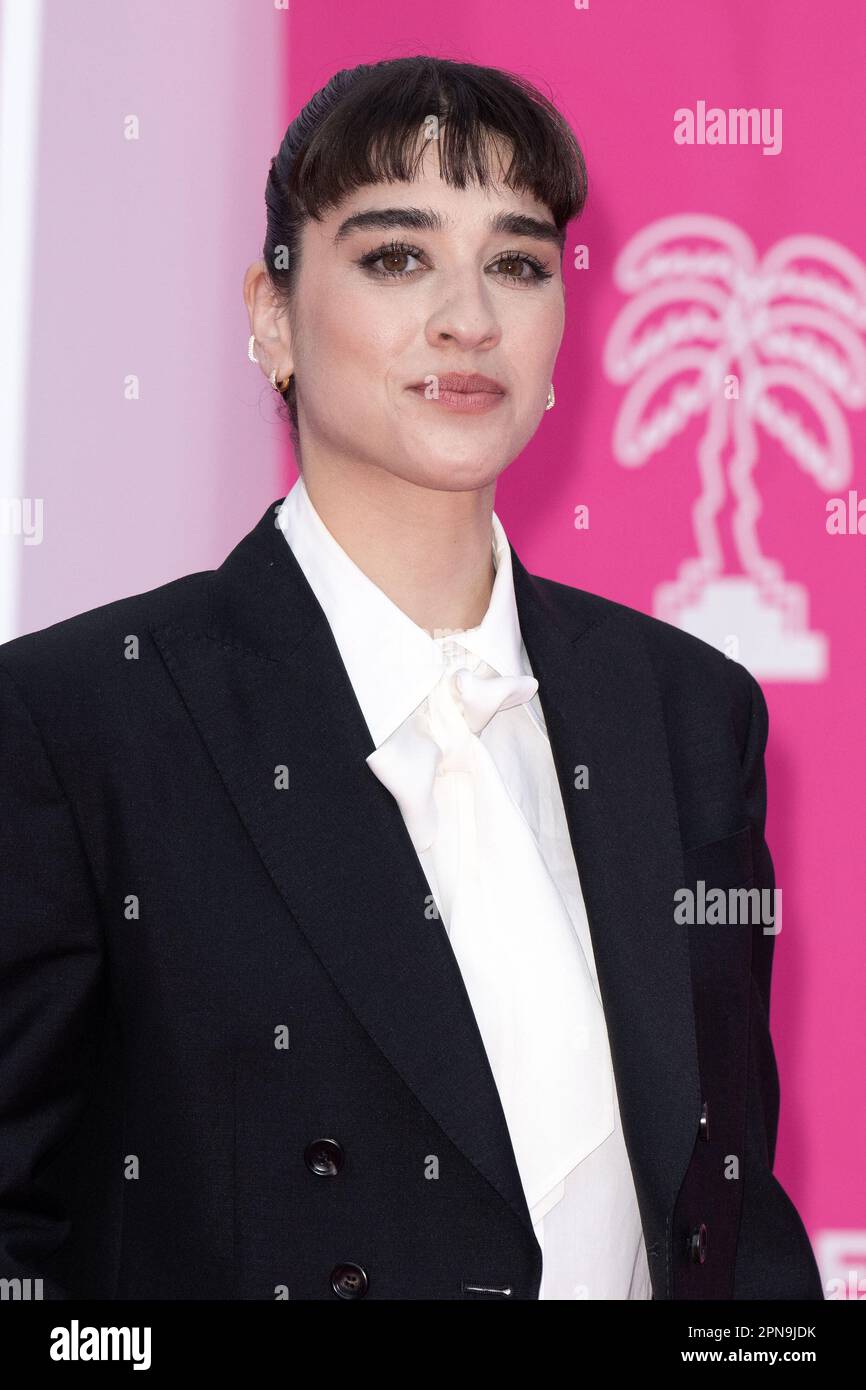 Cannes, France. 17th Apr, 2023. Simona Tabasco poses on the pink carpet ...