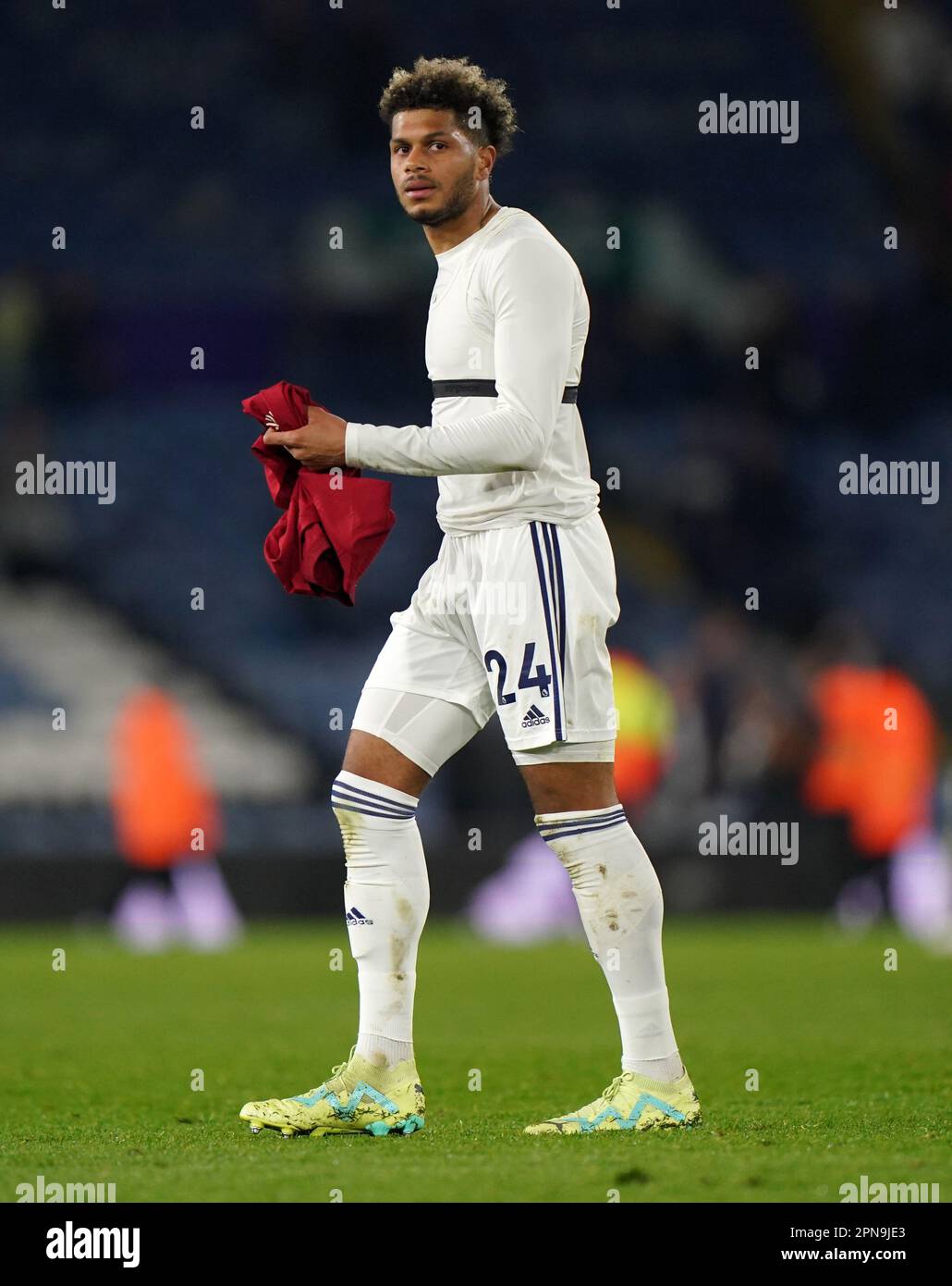 Leeds United's Georginio Rutter looks dejected after the Premier League ...