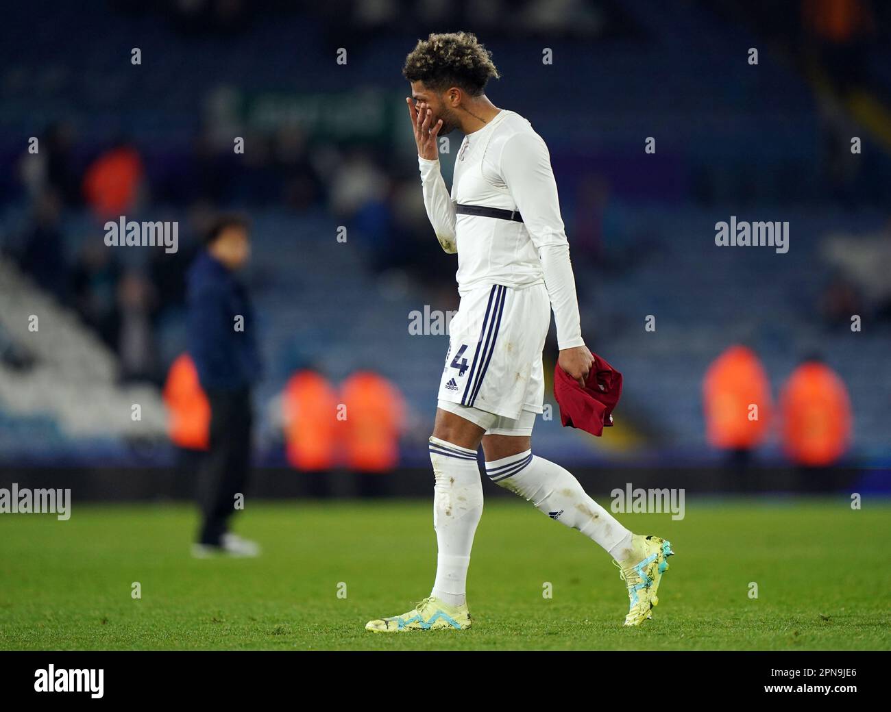 Leeds United's Georginio Rutter looks dejected after the Premier League ...