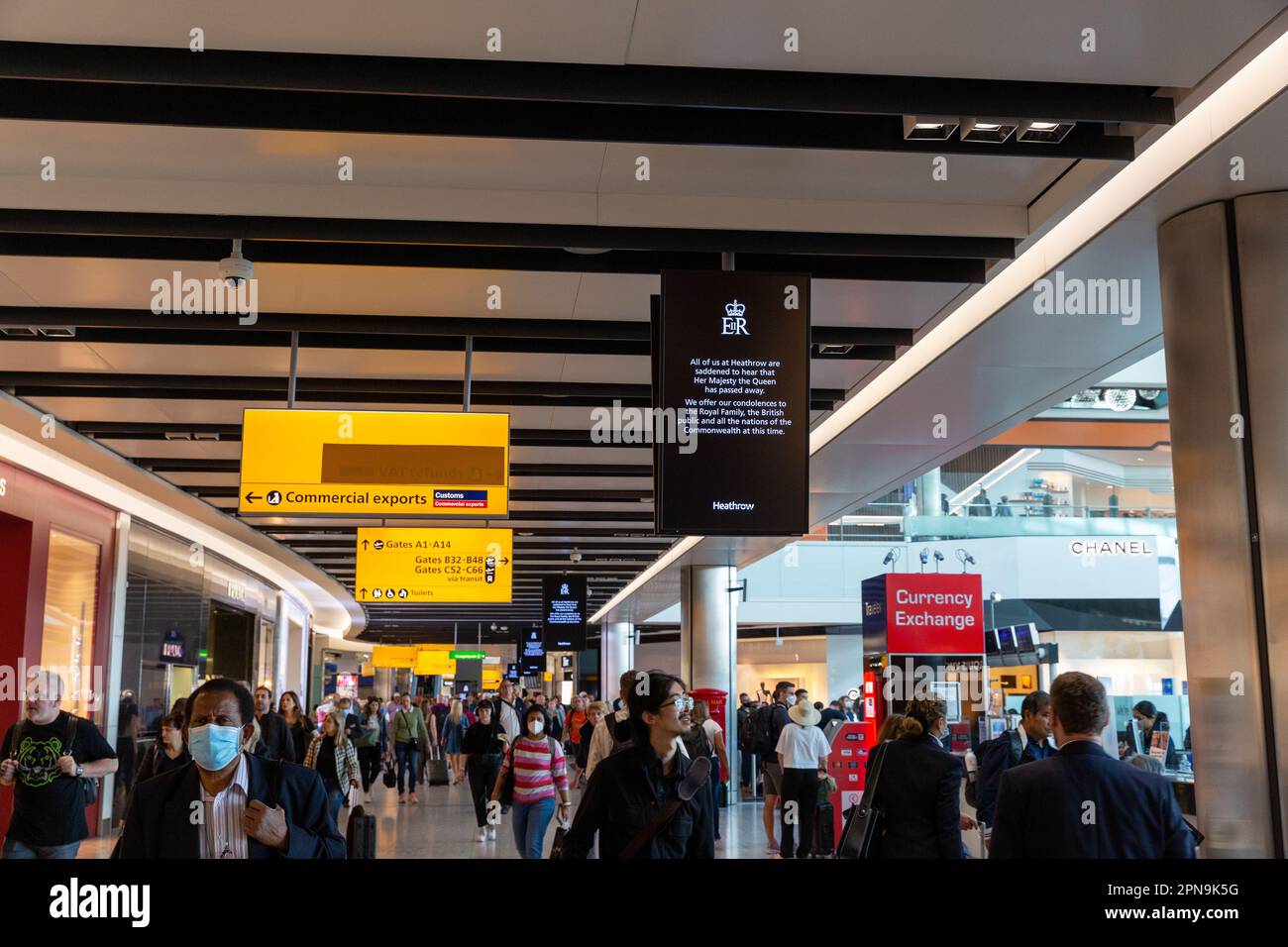 Departure boards at London Heathrow airport, announce the passing of ...