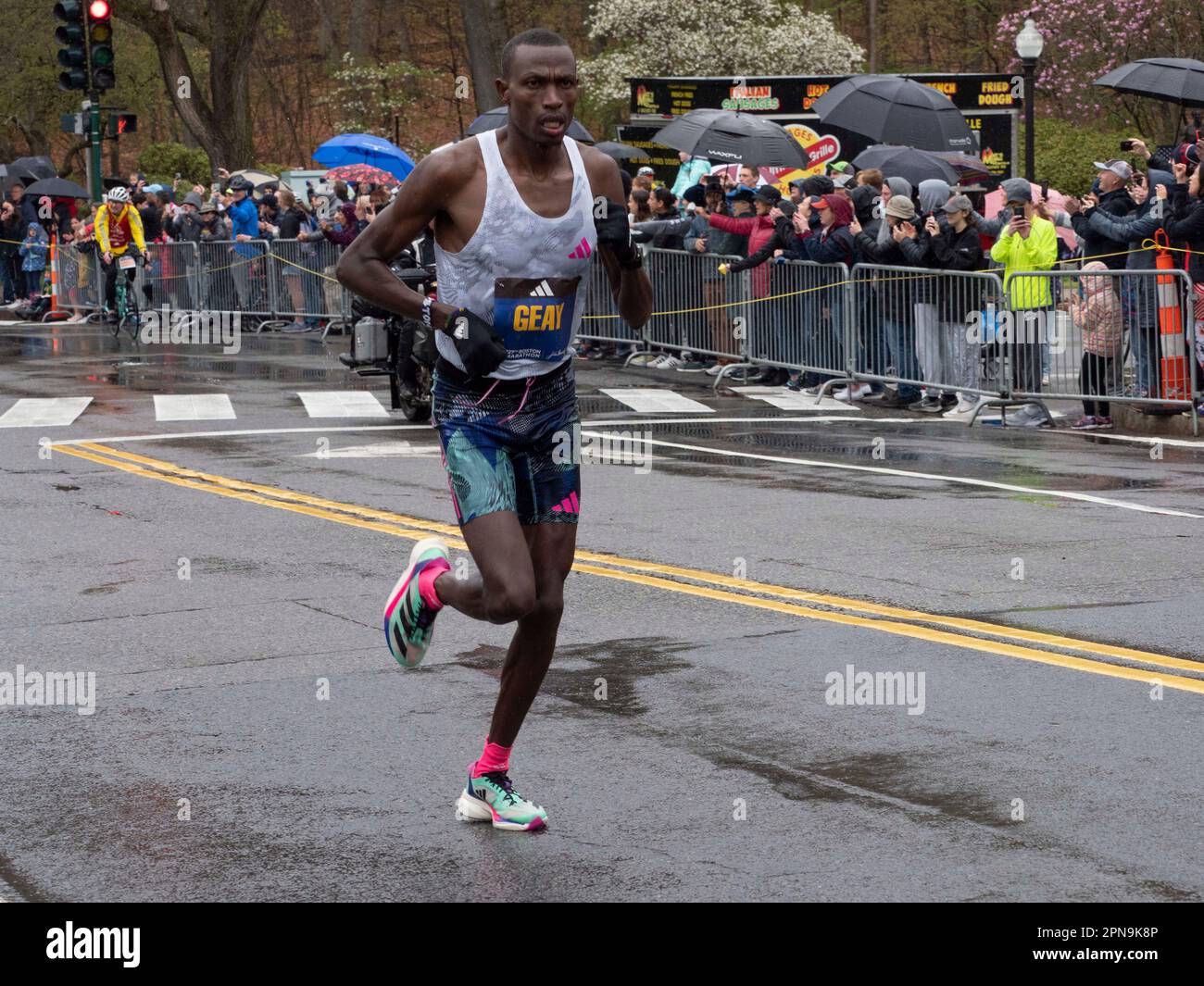 Newton, Massachusetts, USA. 17th Apr, 2023. Elite runner GABRIEL GEAY ...