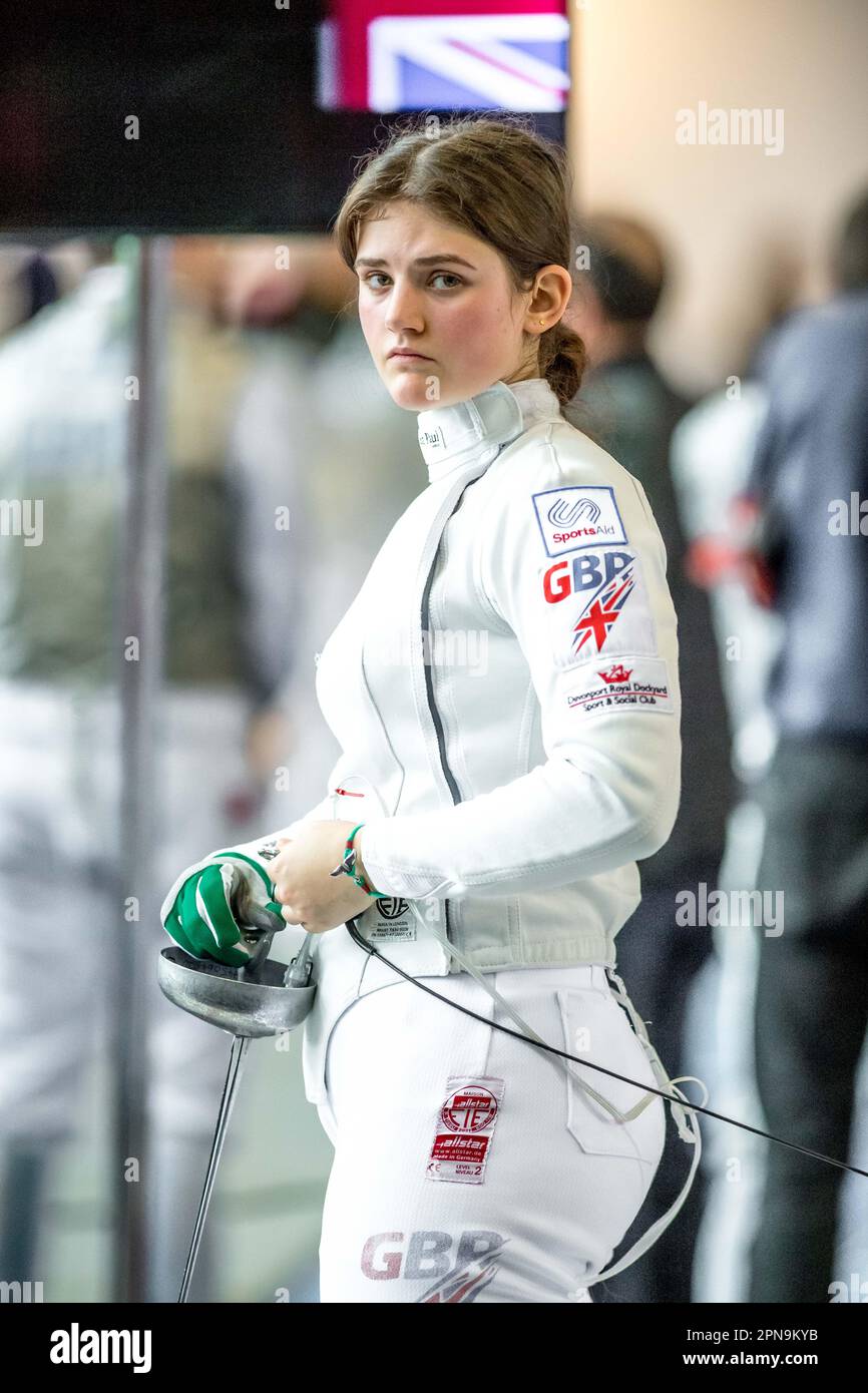 London, UK. 15th Apr, 2023. The British Senior Fencing Championships ...