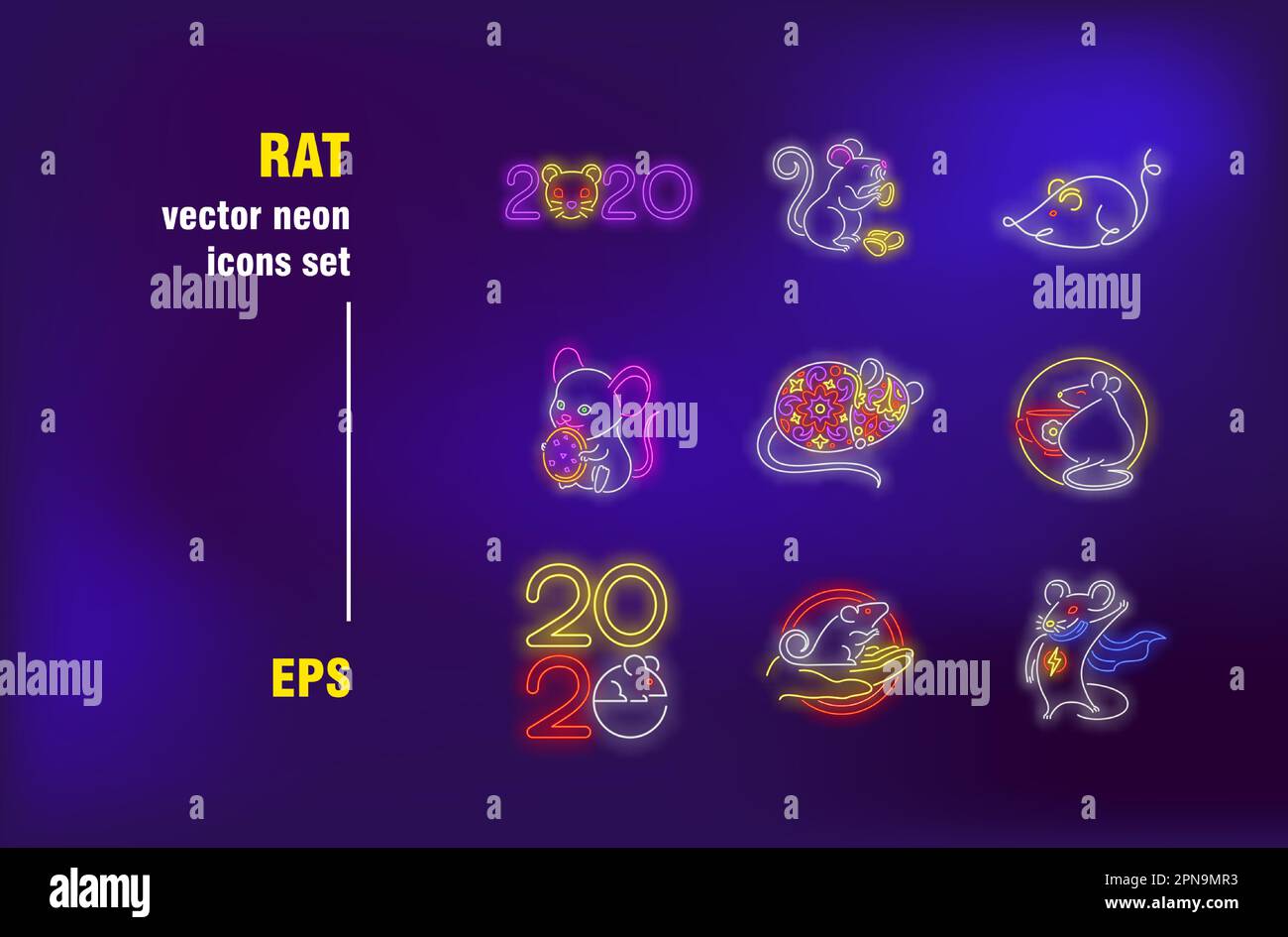 Rat collection in neon style Stock Vector Image & Art - Alamy