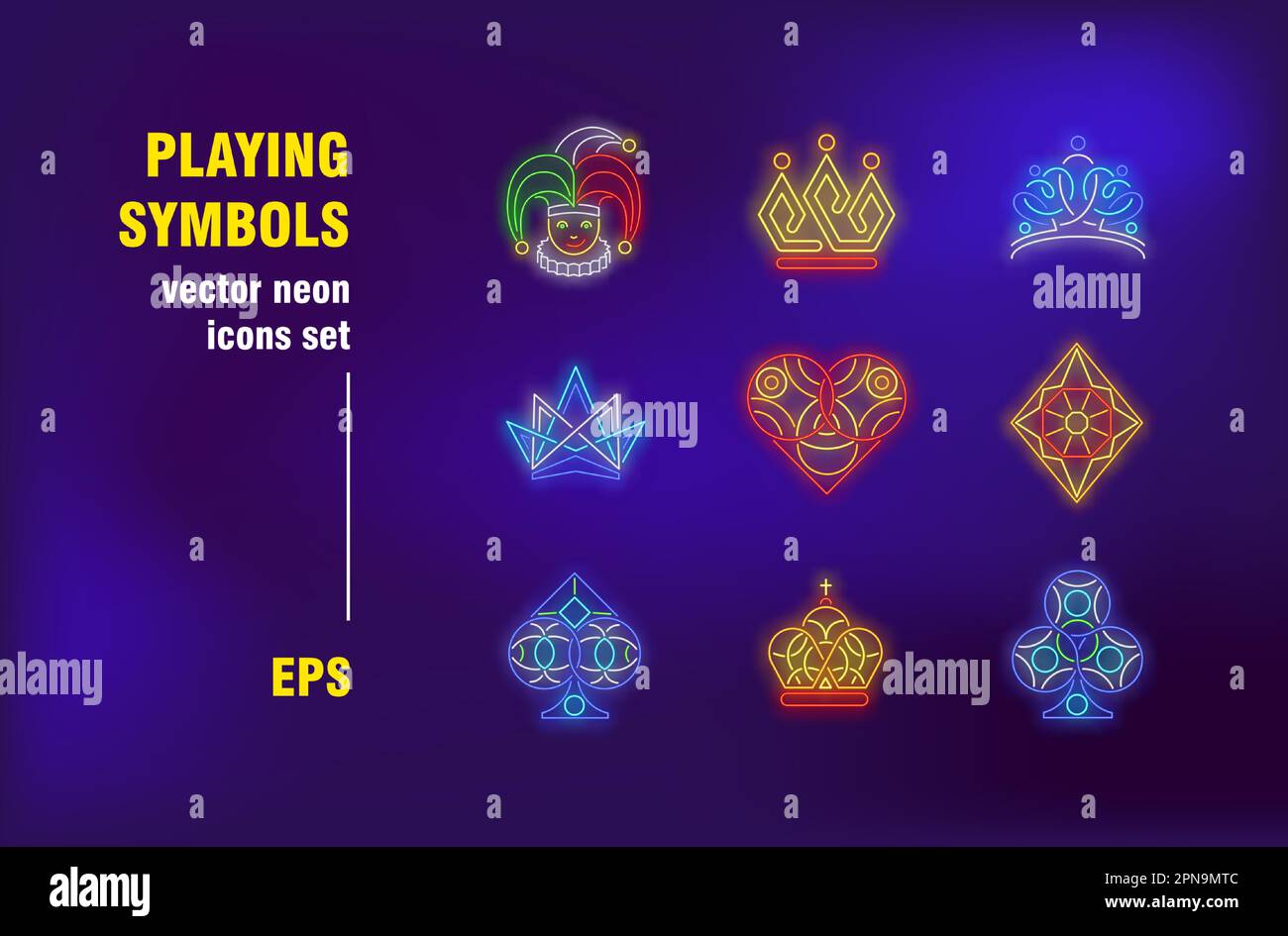 Playing symbols neon signs set Stock Vector Image & Art - Alamy