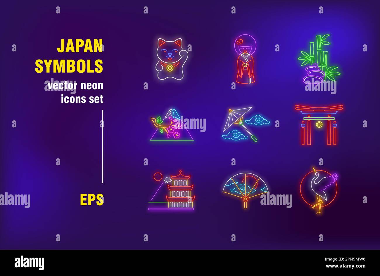 Japan symbols neon signs set Stock Vector Image & Art - Alamy