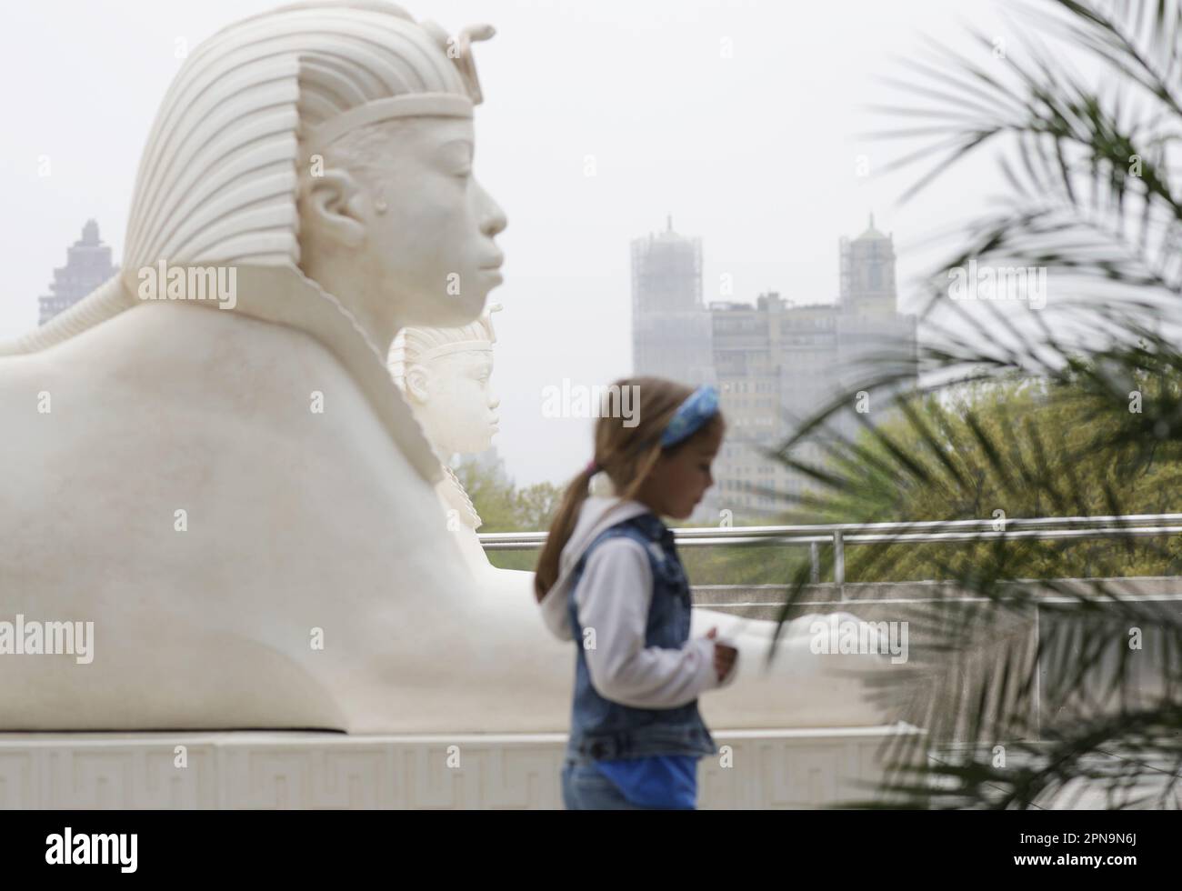 New York, USA. 17th Apr, 2023. Guests tour the Sphinx sculptures ...