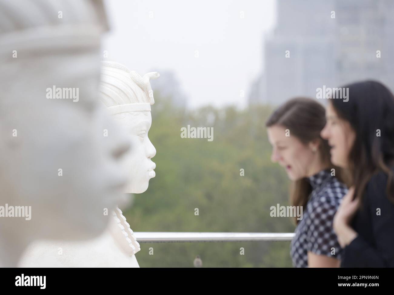 New York, USA. 17th Apr, 2023. Guests tour the Sphinx sculptures ...