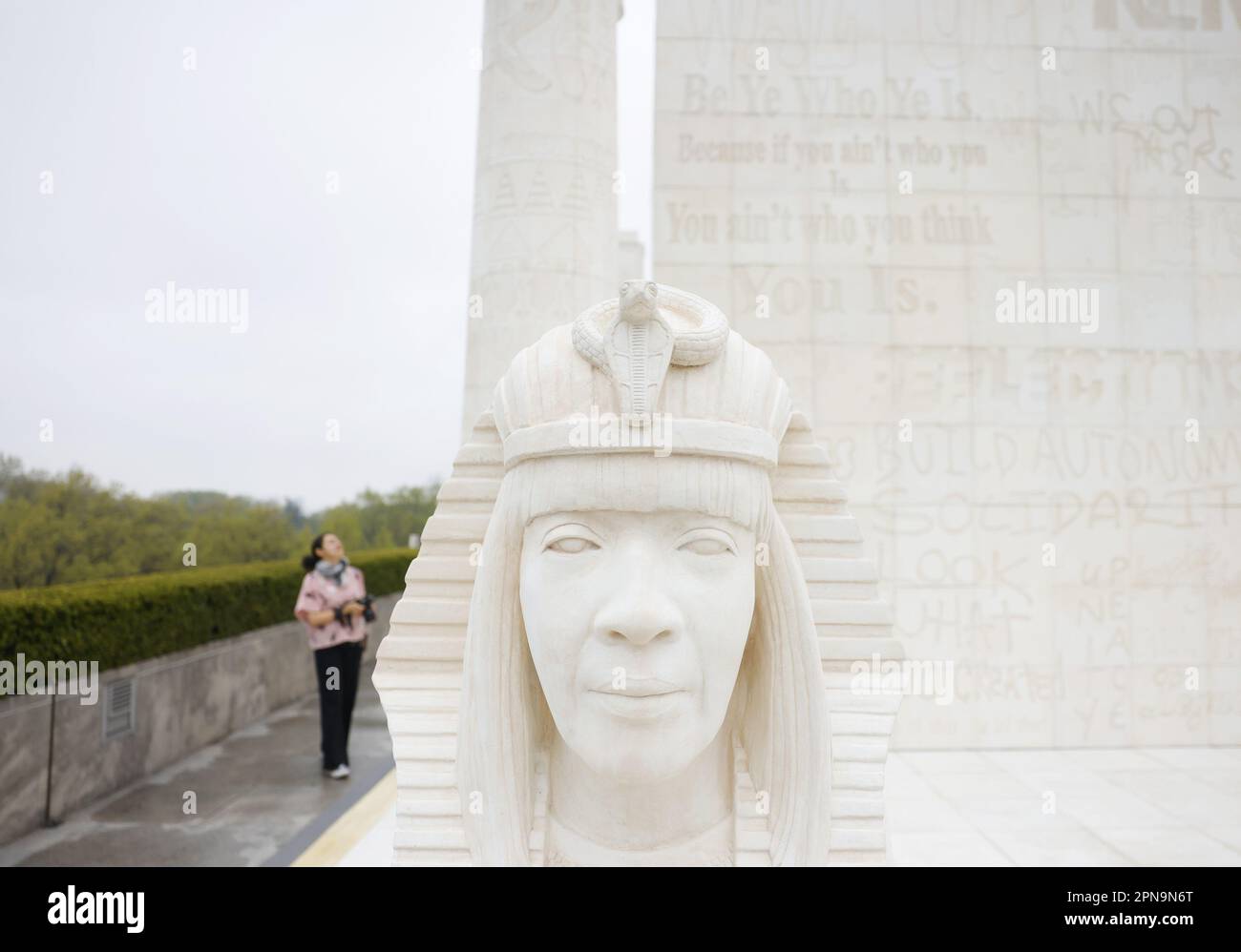 New York, USA. 17th Apr, 2023. Guests tour the Sphinx sculptures ...