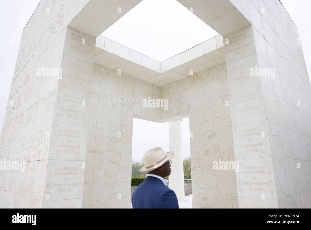 New York, USA. 17th Apr, 2023. Guests tour the Sphinx sculptures ...