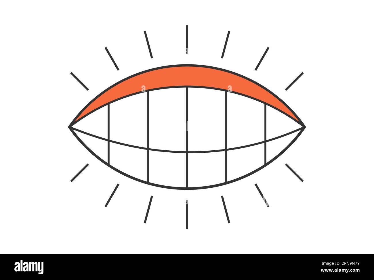 Retro open eye with tooth smile. Psychedelic groovy hippie style ...