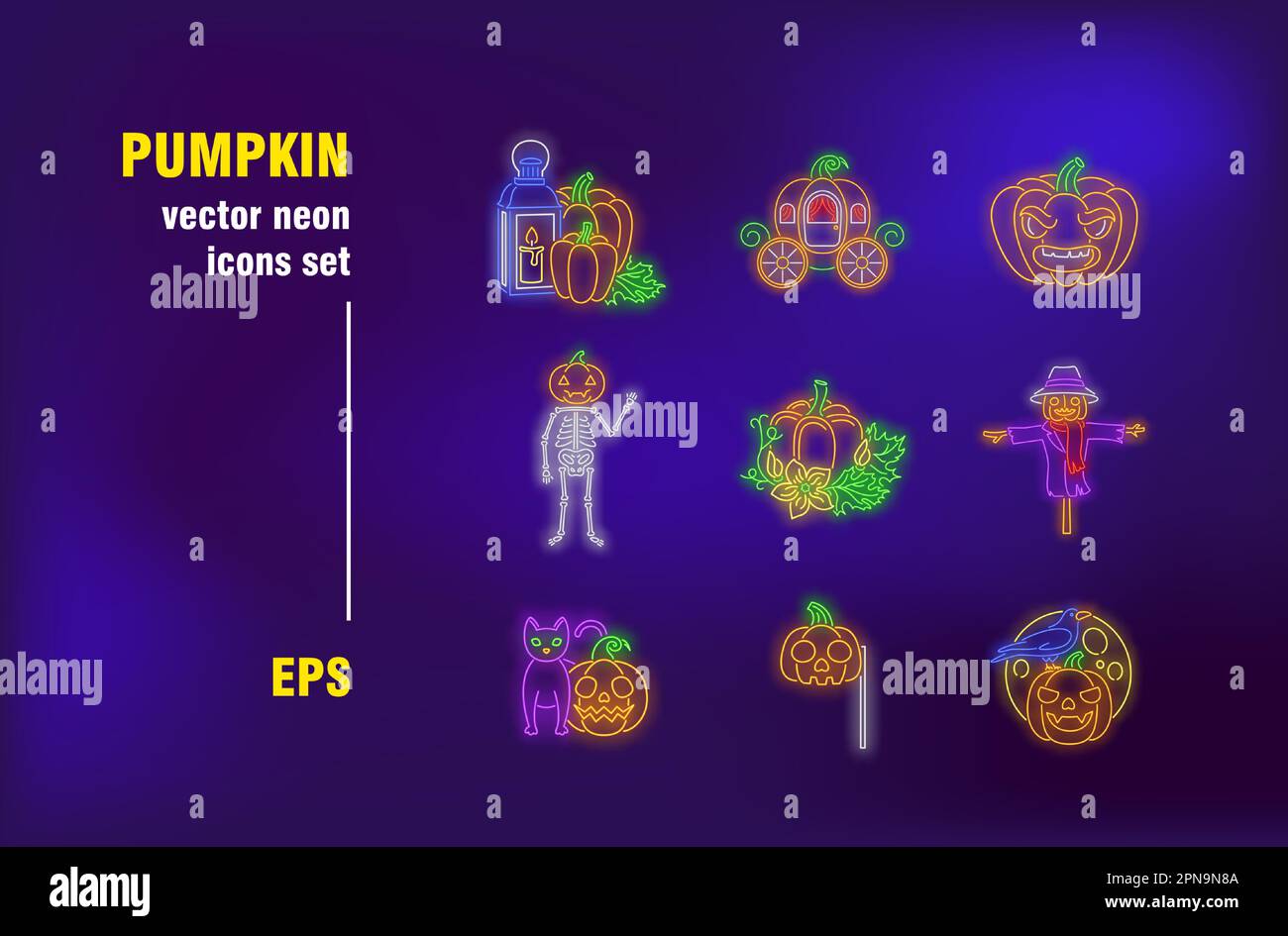 Pumpkin neon signs collection Stock Vector Image & Art - Alamy