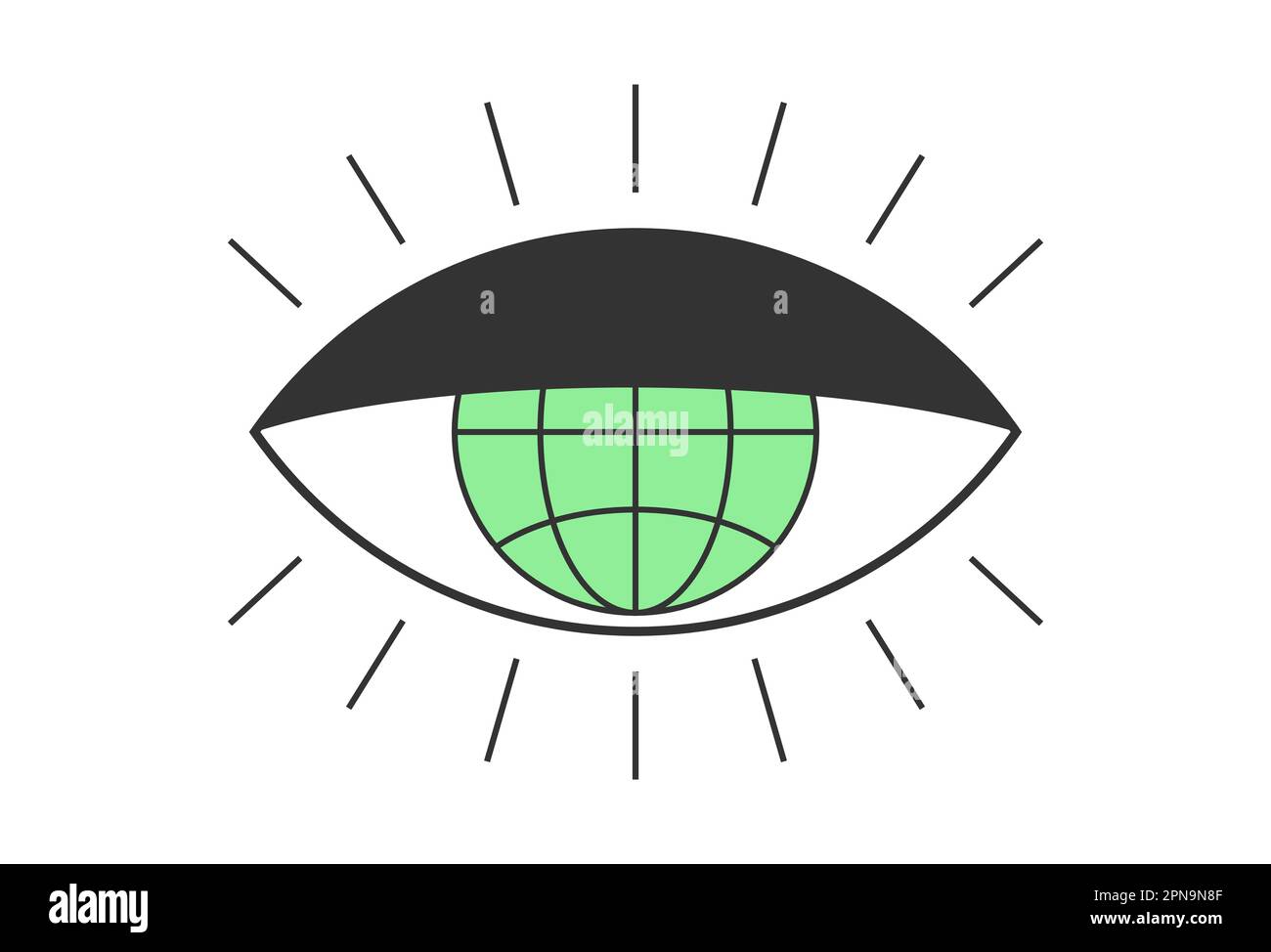 Retro open eye with planet Earth. Psychedelic groovy hippie style ...