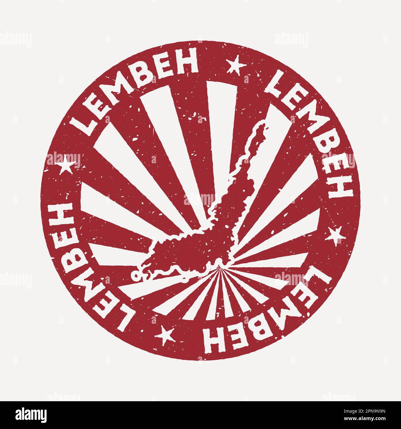Lembeh stamp. Travel red rubber stamp with the map of the island ...