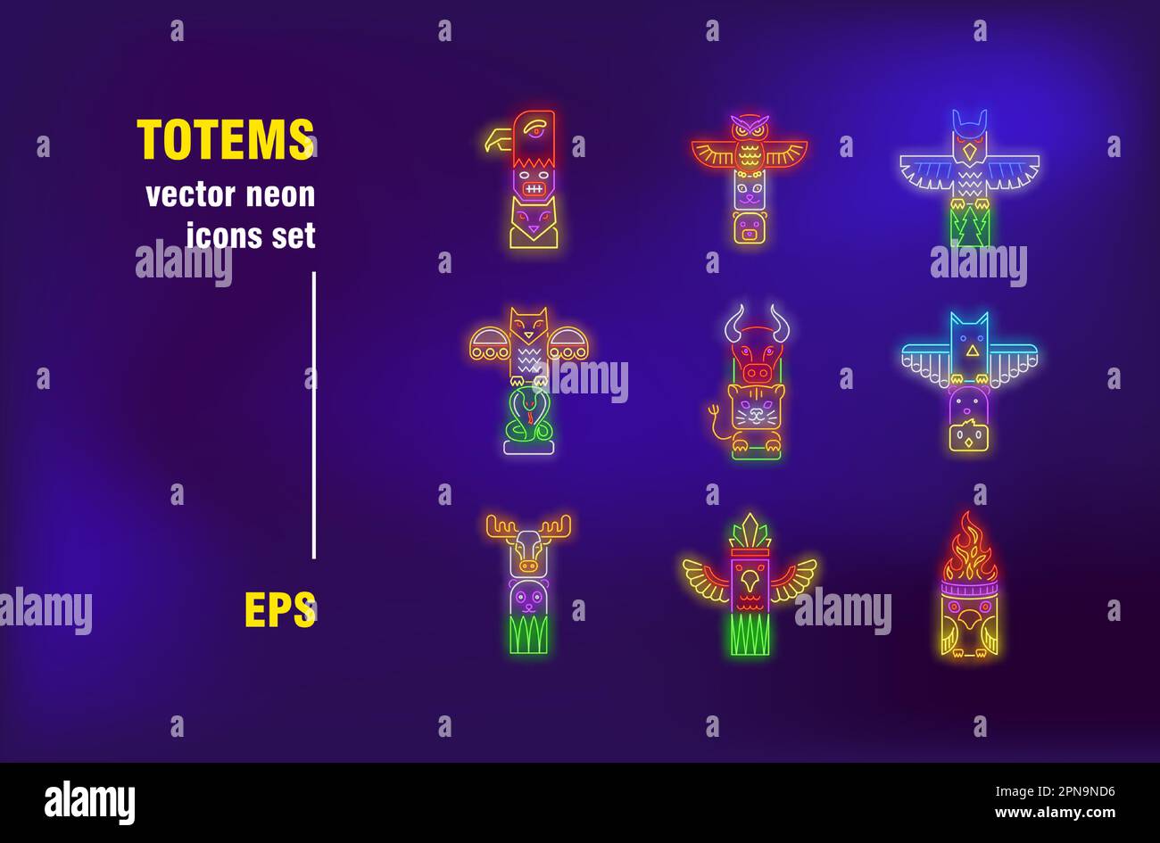 Totems collection in neon style Stock Vector Image & Art - Alamy