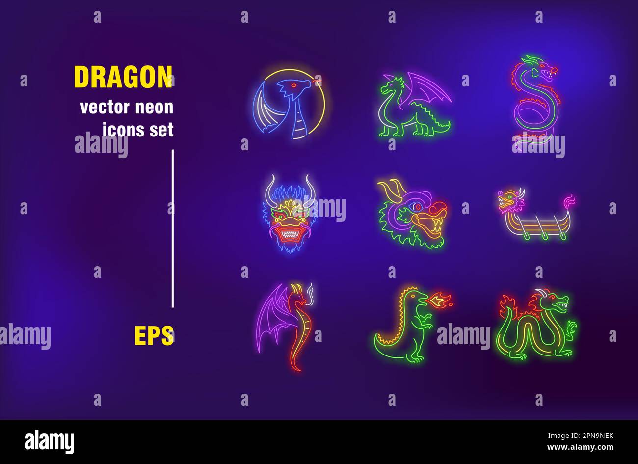Dragon neon signs collection Stock Vector Image & Art - Alamy