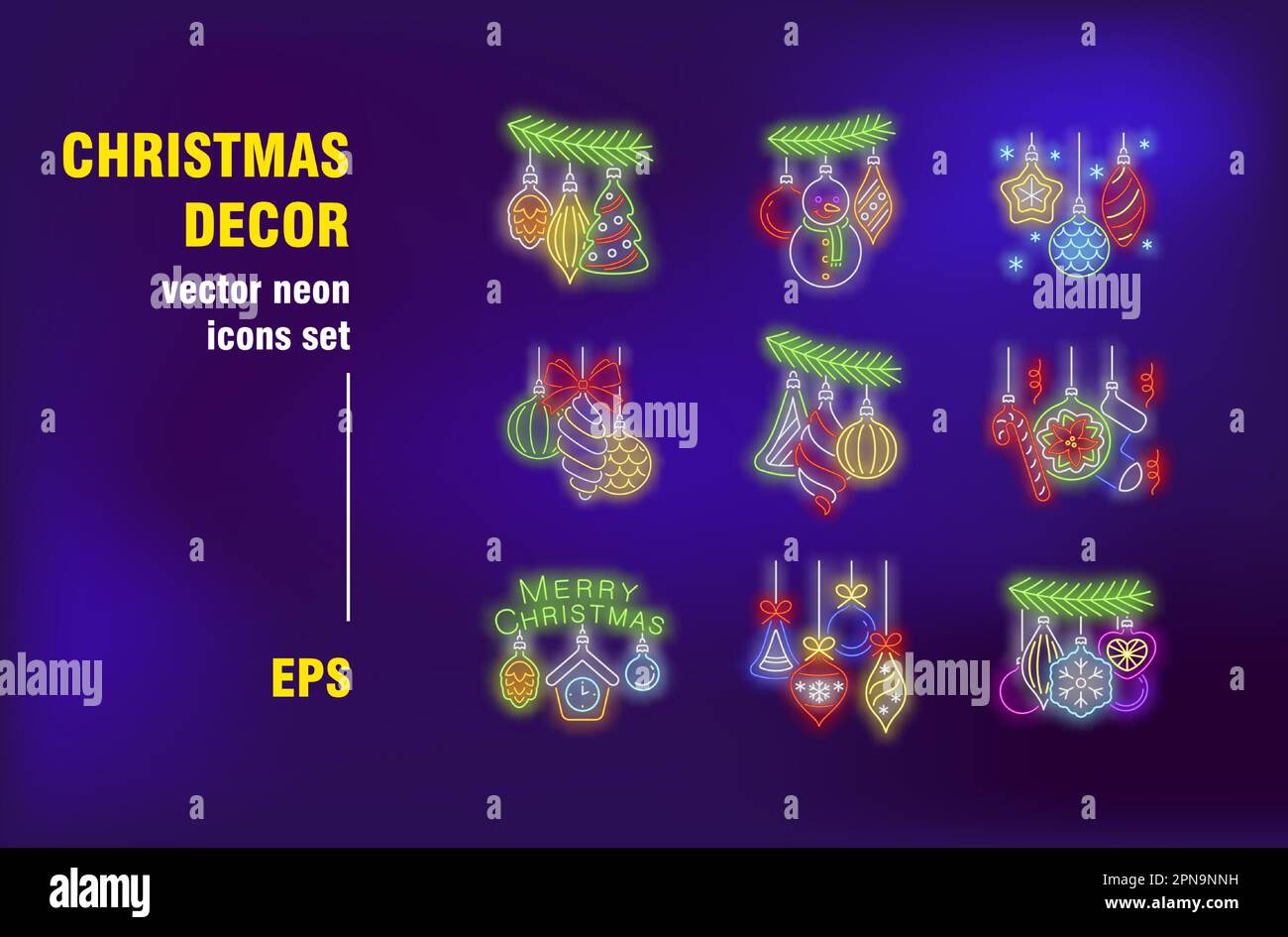 Christmas decor neon signs set Stock Vector Image & Art - Alamy