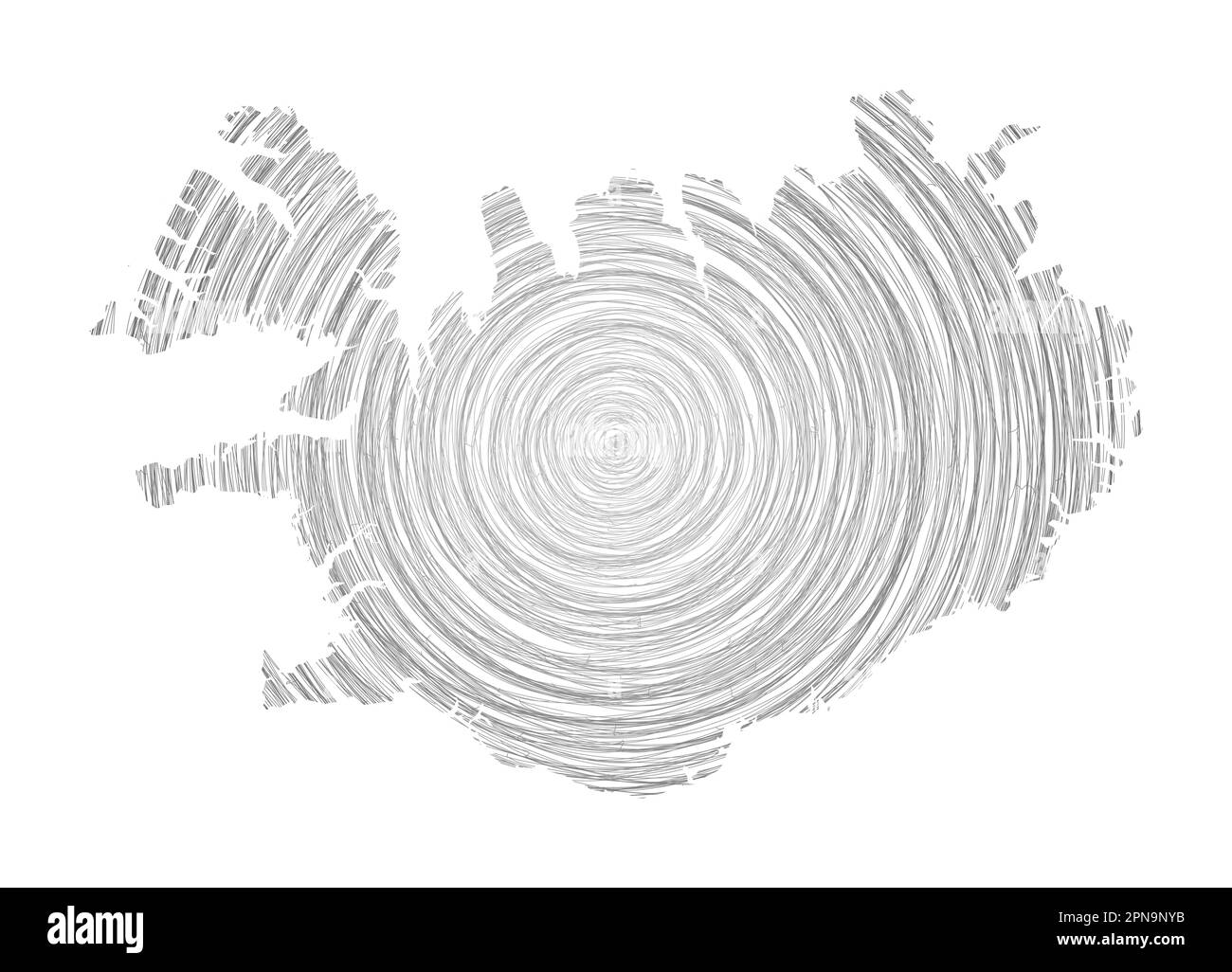 Iceland map filled with concentric circles. Sketch style circles in the ...
