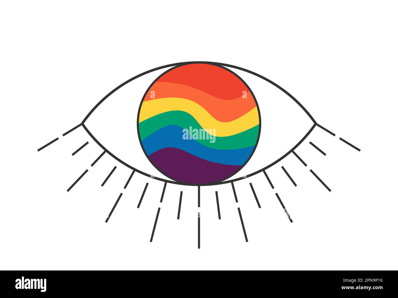 Retro groovy boho rainbow colors wavy striped eye. Psychedelic hippie ...