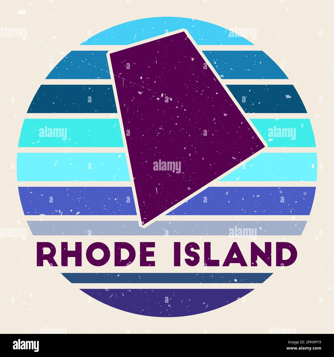 Rhode Island logo. Sign with the map of US state and colored stripes ...