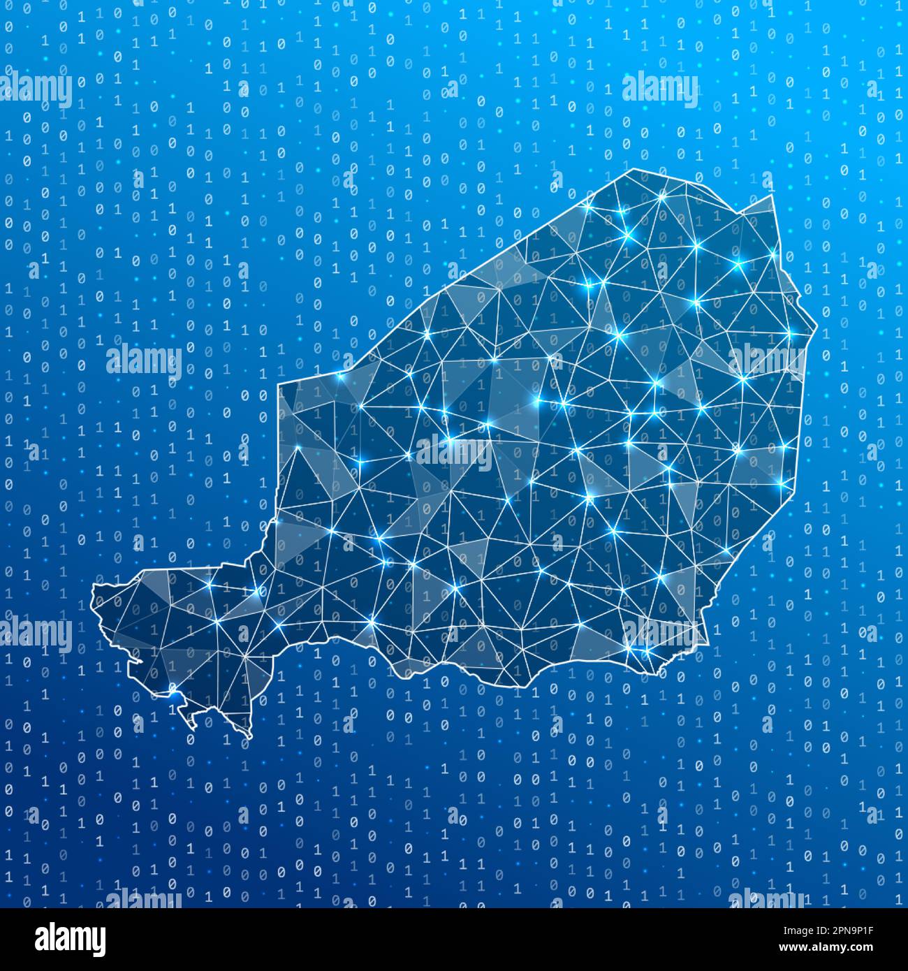 Network map of Niger. Country digital connections map. Technology ...