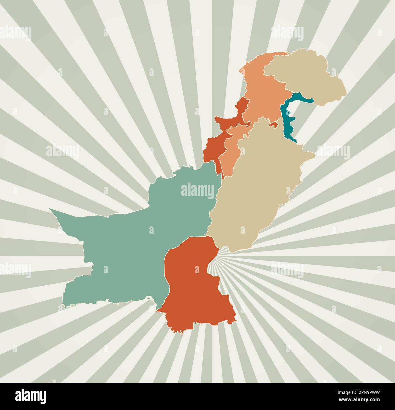 Pakistan map. Poster with map of the country in retro color palette ...