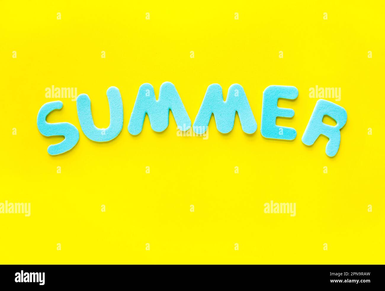 Turquoise lettering summer on yellow background for promotions of the ...