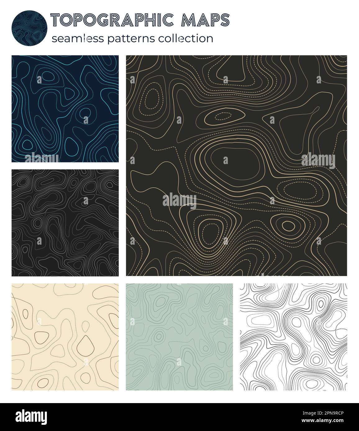 Topographic maps. Artistic isoline patterns, seamless design. Modern ...