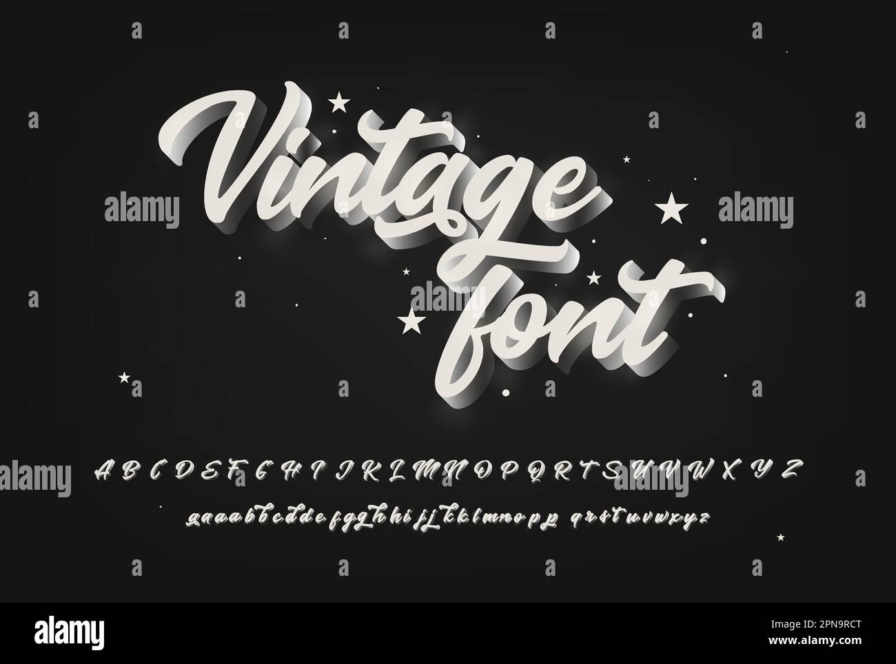 Vintage Font. 3d Effect Design Letters. Retro Movie Typography. Hand ...