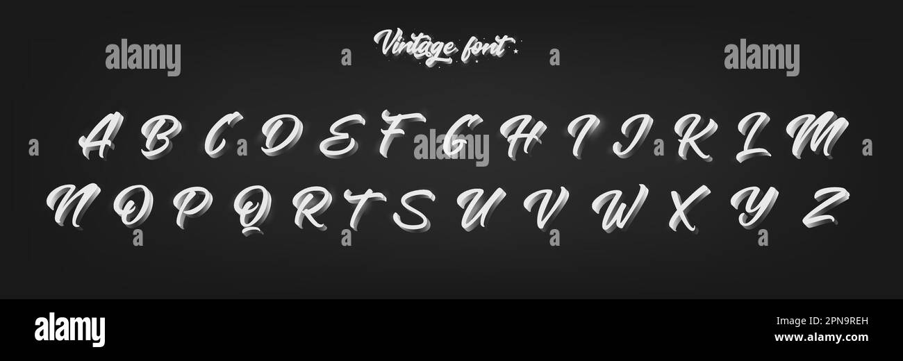 Vintage Font 3d Effect Design Letters Retro Movie Typography Hand